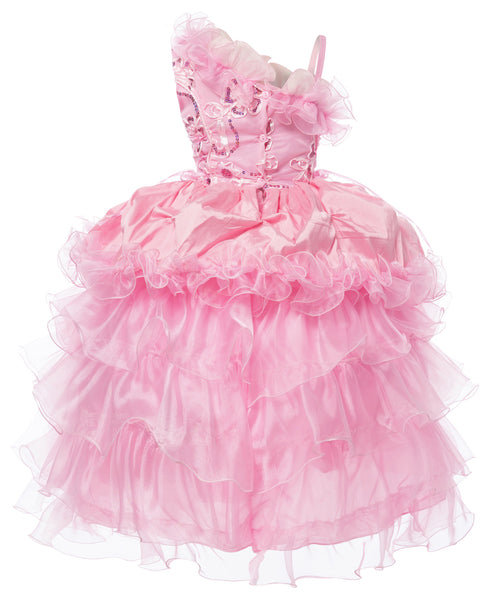 Pink Princess Pageant Girl Dress with Sequin Bodice – Olivia Koo